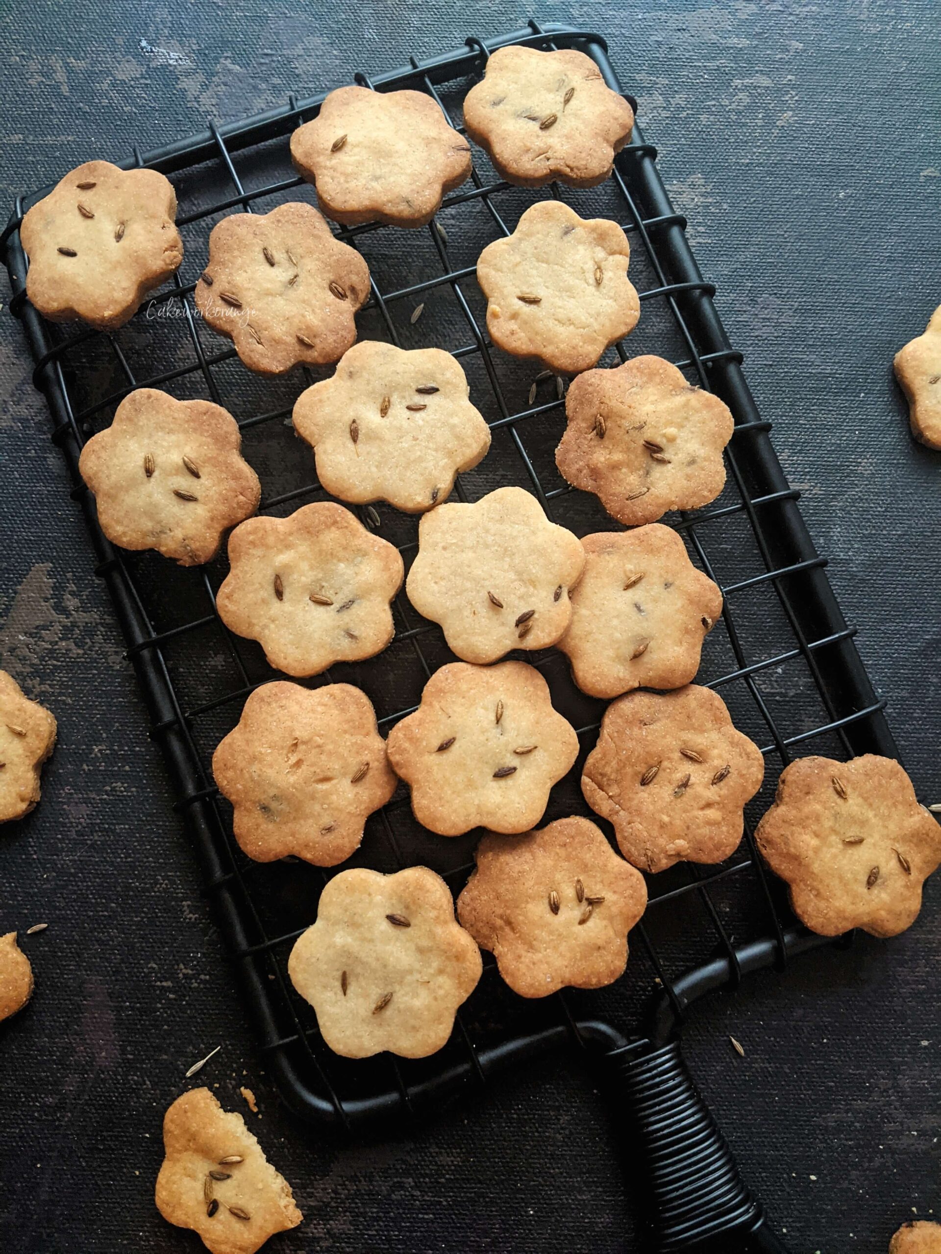 Wholewheat Cumin Cookies | Jeera Cookies - Cakeworkorange