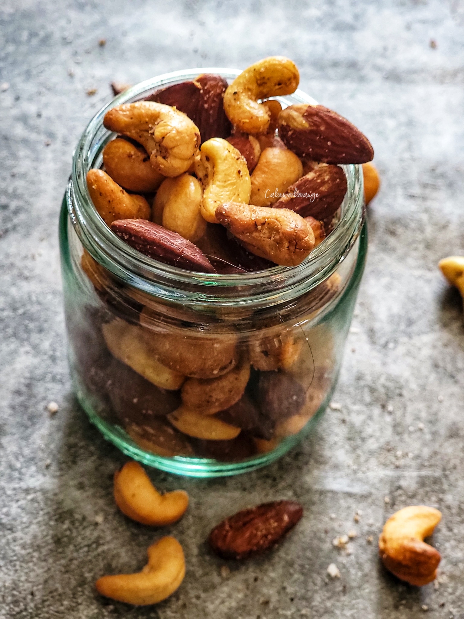 Air Fryer Roasted Nuts - CakeworkOrange