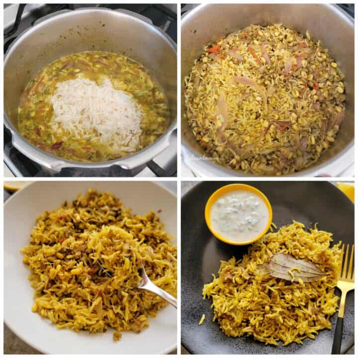 Moong Sprouts Pulao | Sprouted green Moong Rice Recipe - Cakeworkorange