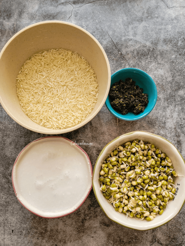 Moong Sprouts Pulao | Sprouted green Moong Rice Recipe - Cakeworkorange