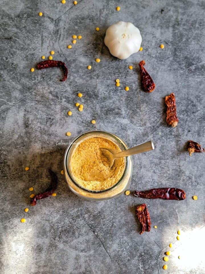 Paruppu Podi with Garlic | Poondu Paruppu Podi Recipe - Cakeworkorange
