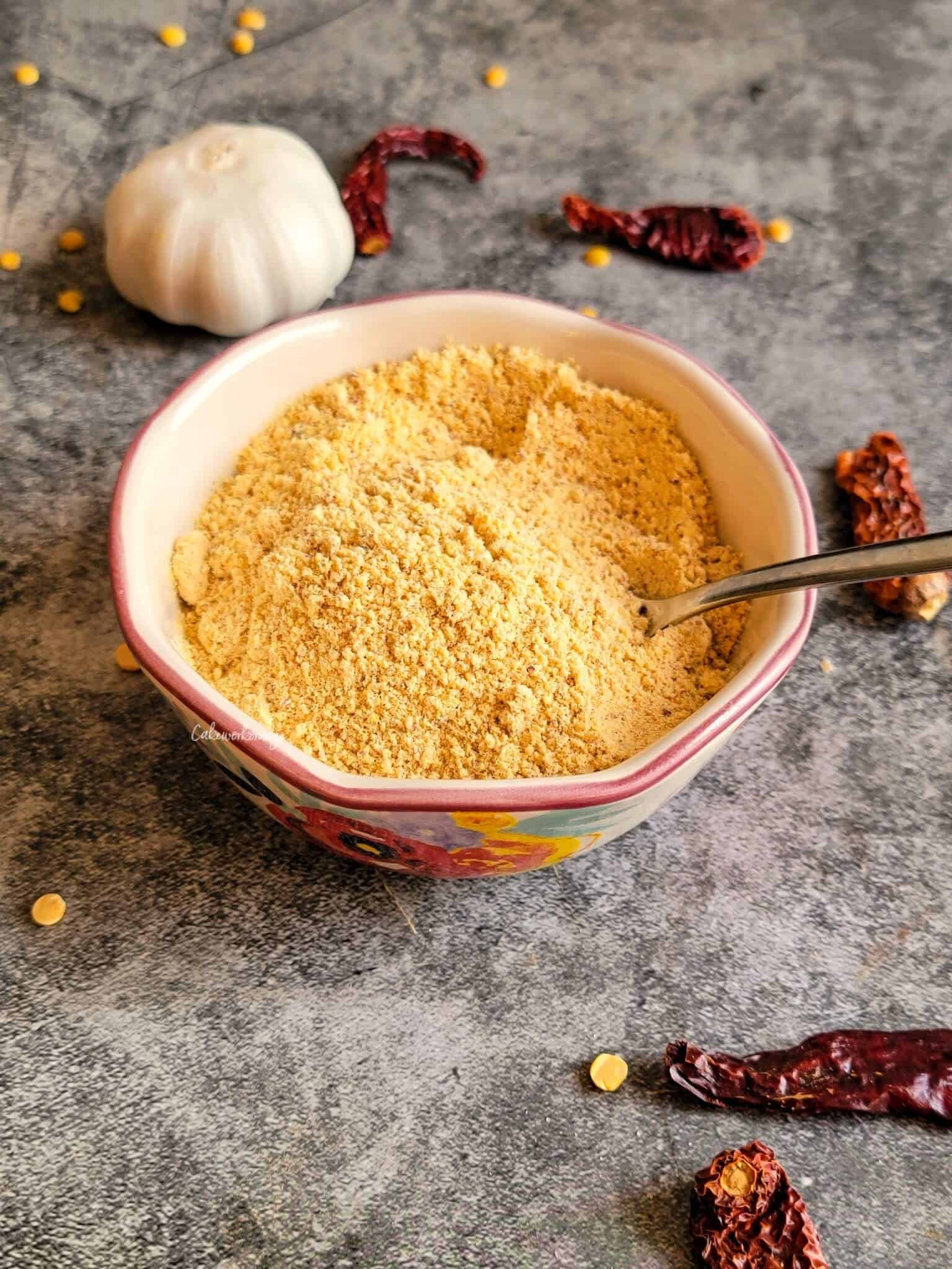 Paruppu Podi with Garlic | Poondu Paruppu Podi Recipe - Cakeworkorange