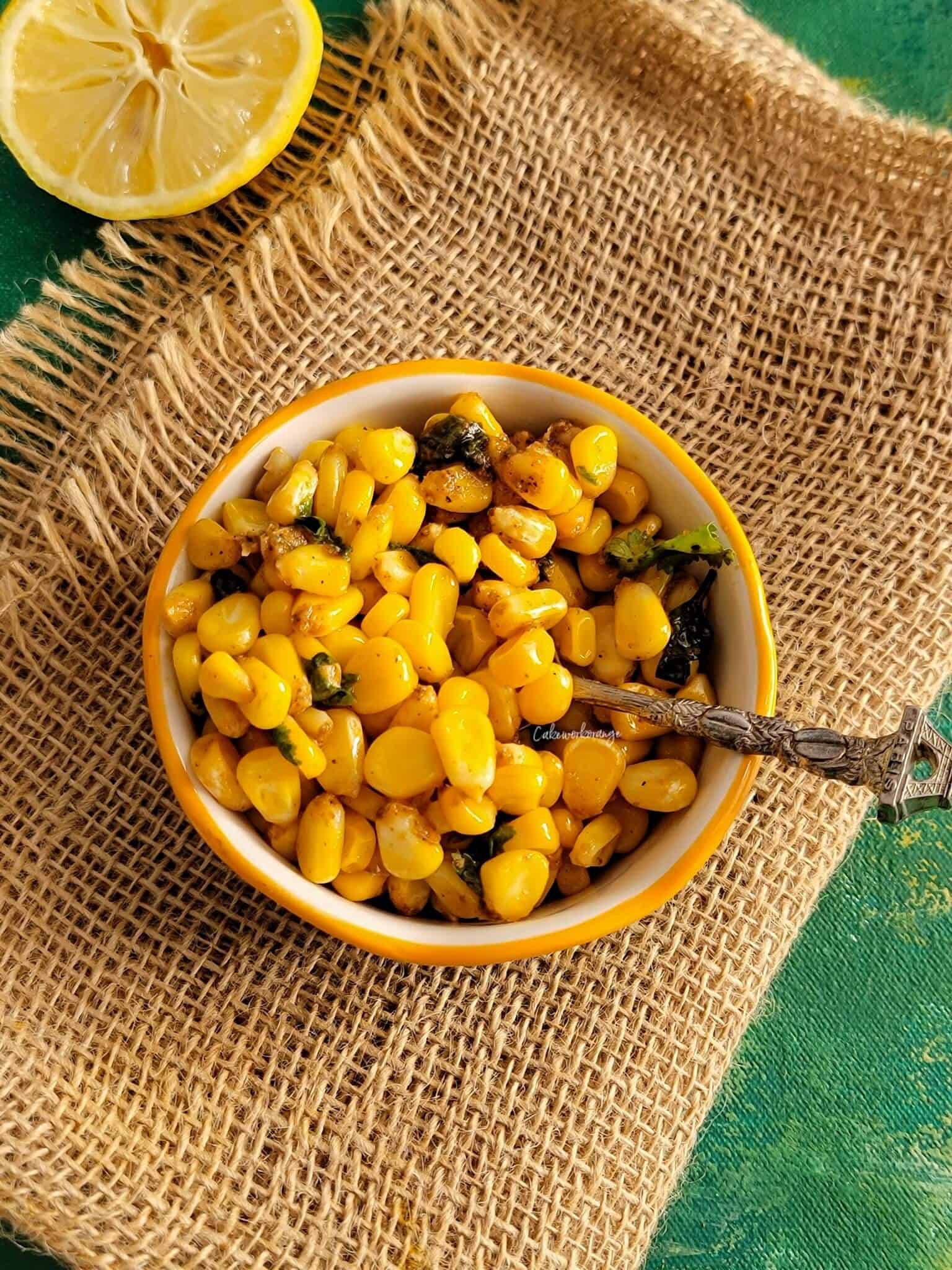Masala Corn Recipe | Sweet Corn Chaat - Cakeworkorange