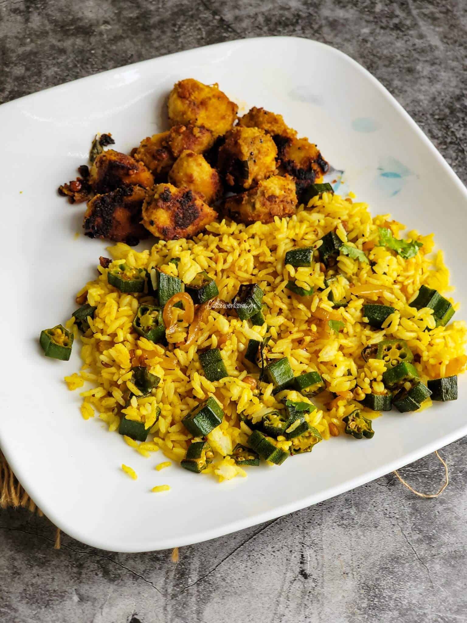 Vendakkai Rice | Easy Okra Rice Recipe - Cakeworkorange