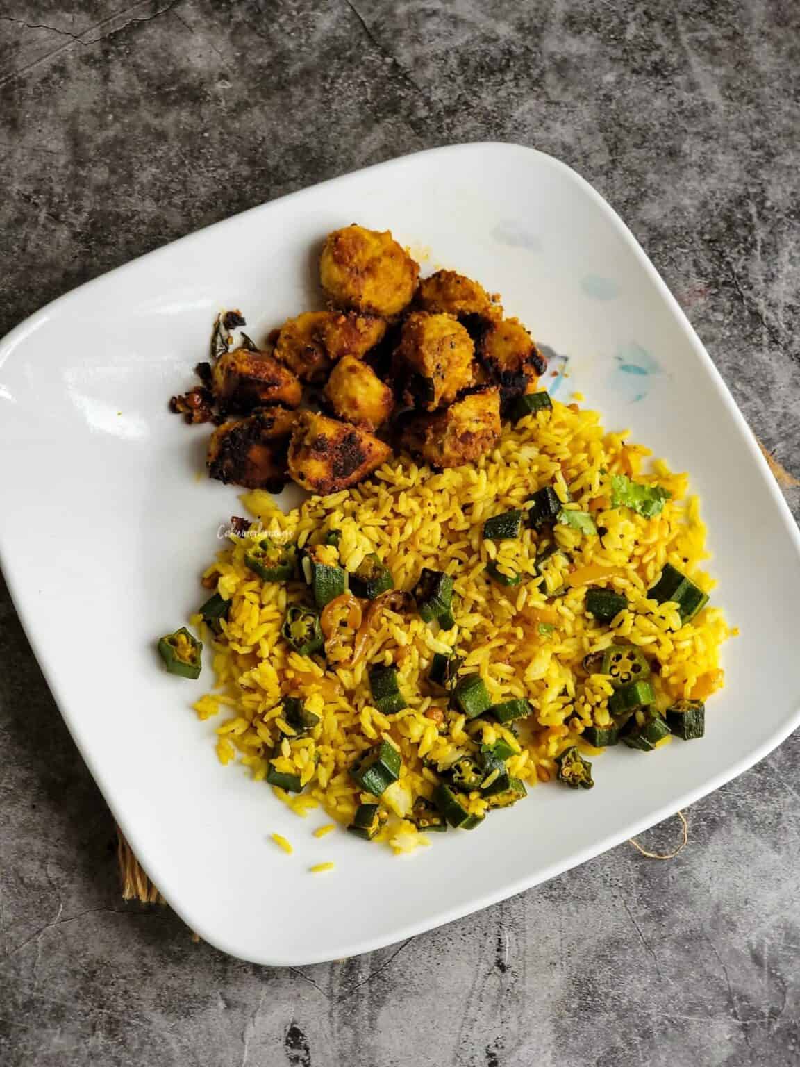 Vendakkai Rice | Easy Okra Rice Recipe - Cakeworkorange