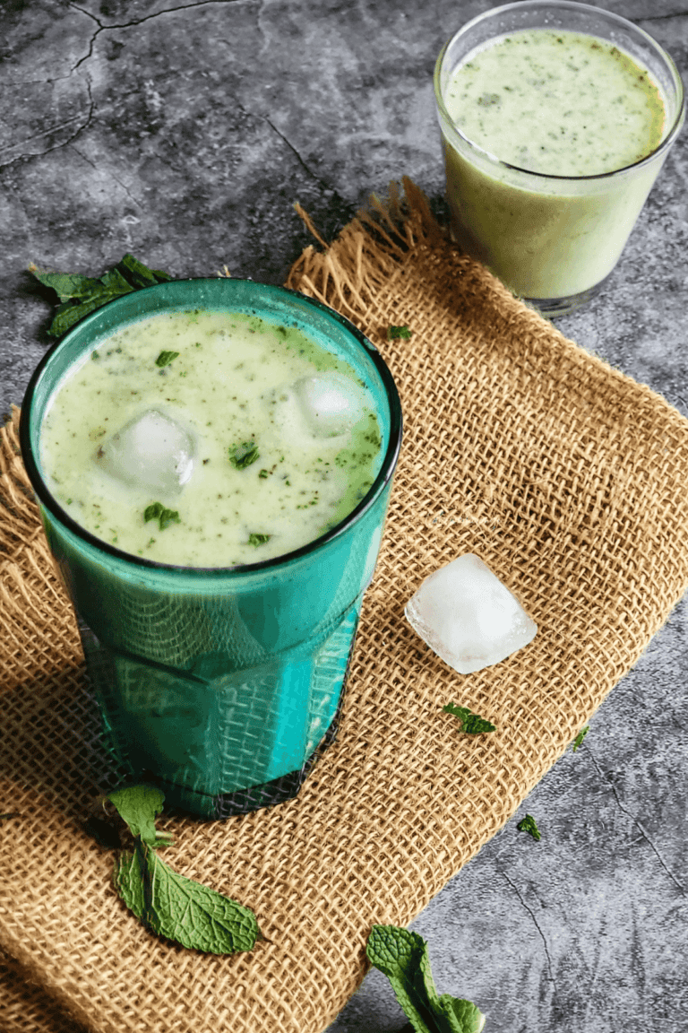 Mint Chaas Recipe | Spiced Pudina Buttermilk - Cakeworkorange