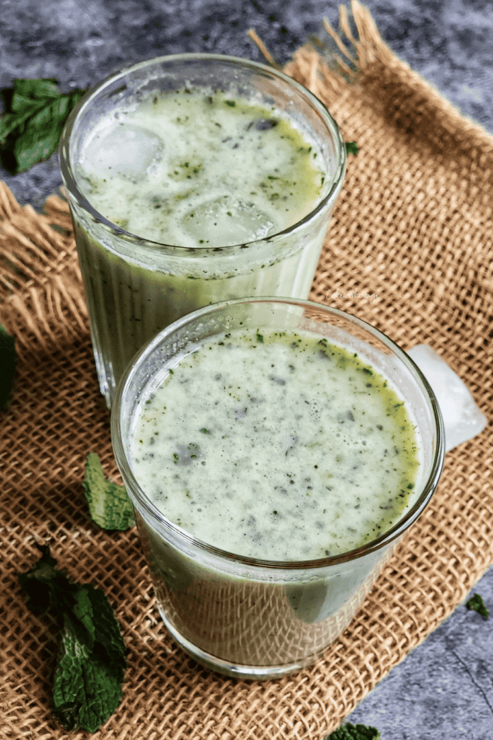 Mint Chaas Recipe | Spiced Pudina Buttermilk - Cakeworkorange