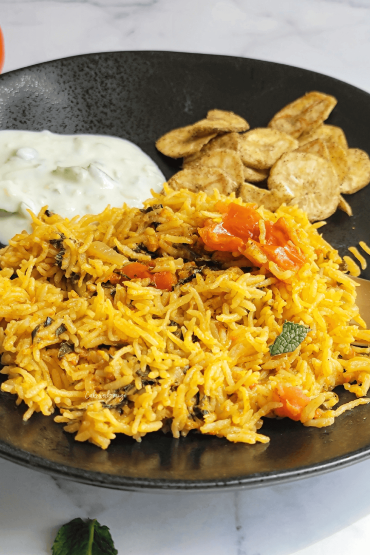 Tomato Biryani in Pressure Cooker - Cakeworkorange